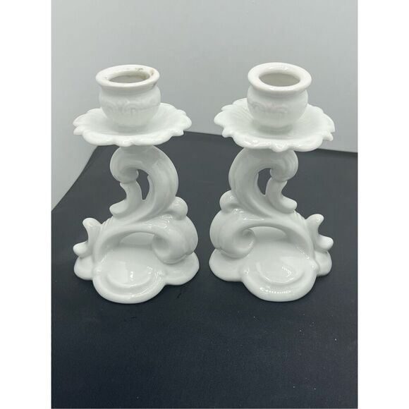 No Brand | Accents | Vintage 5pair White Porcelain Scroll Candlestick ...